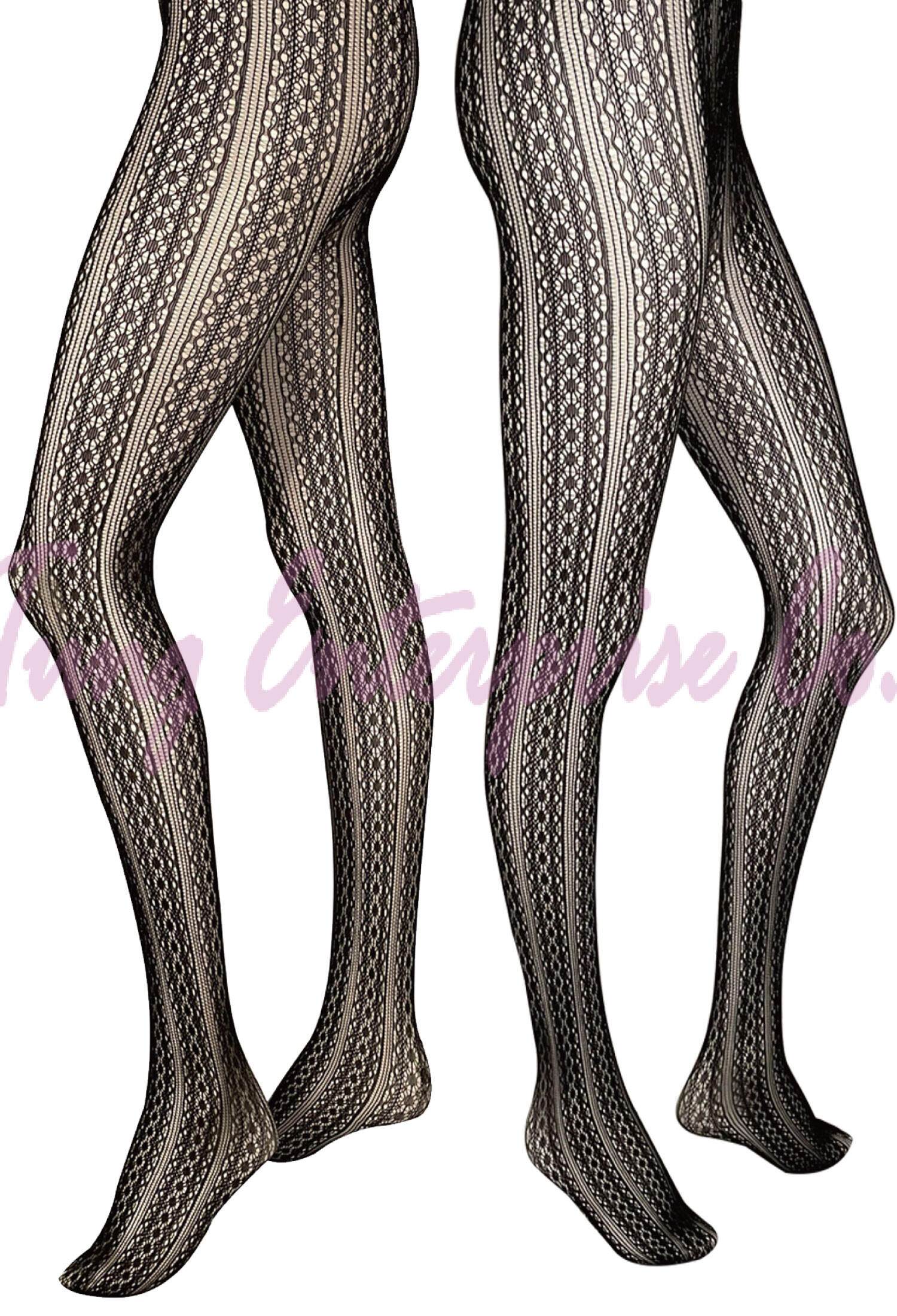Lace Pattern Sheer Fishnet Pantyhose - Tung Tung